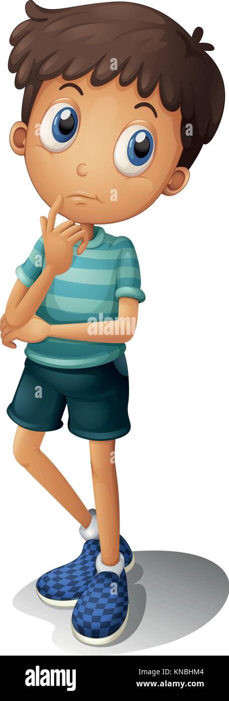 Illustration of a thinking boy on a white background Stock Vector Image ...