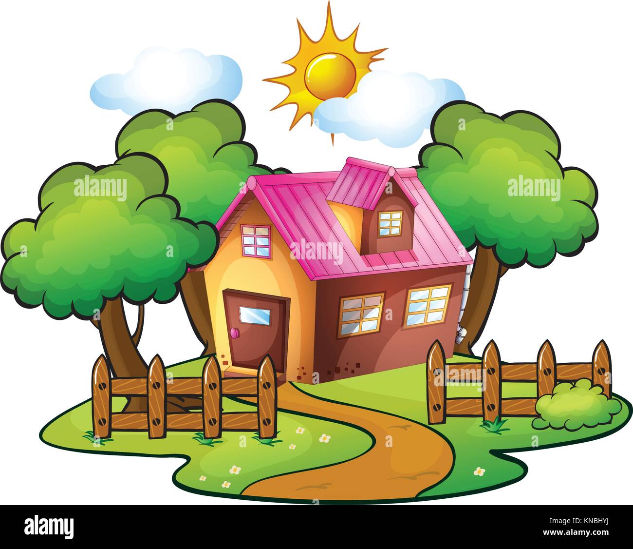 illustration of a house in a beautiful nature Stock Vector Image & Art ...