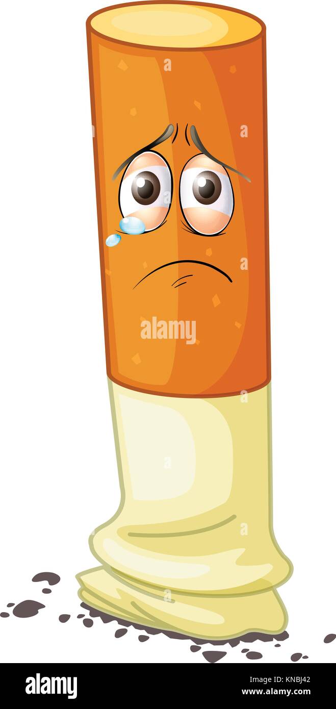 illustration of a cigarette with face on a white background Stock ...