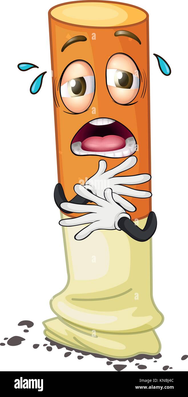 illustration of a cigarette with face on a white background Stock ...