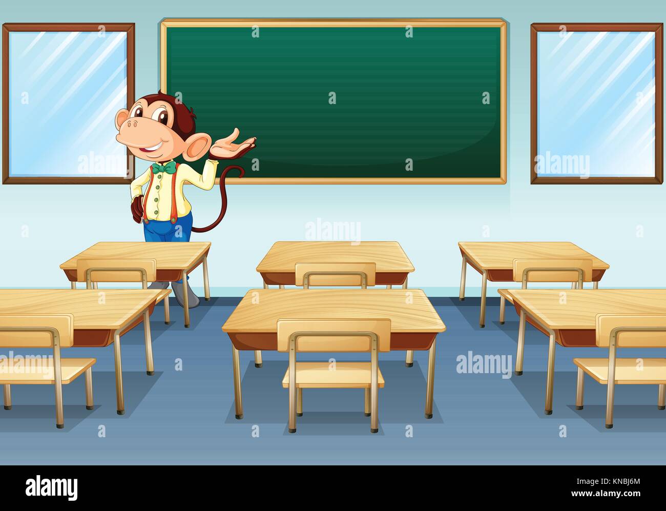 Illustration of a monkey teacher discussing in an empty room Stock ...