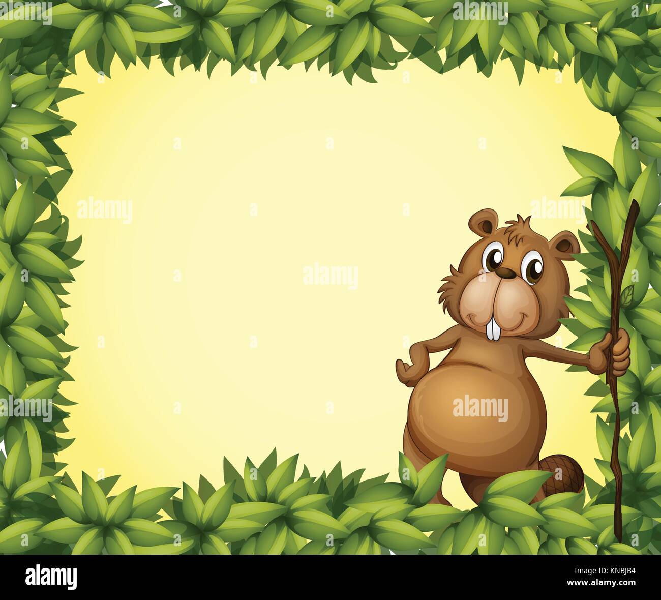 Illustration of a rabbit and plant frame Stock Vector Image & Art - Alamy