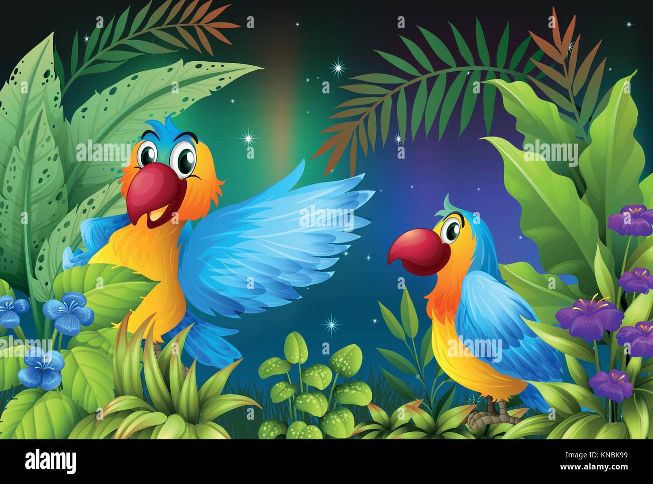 Plants in dark forest Stock Vector Images - Alamy