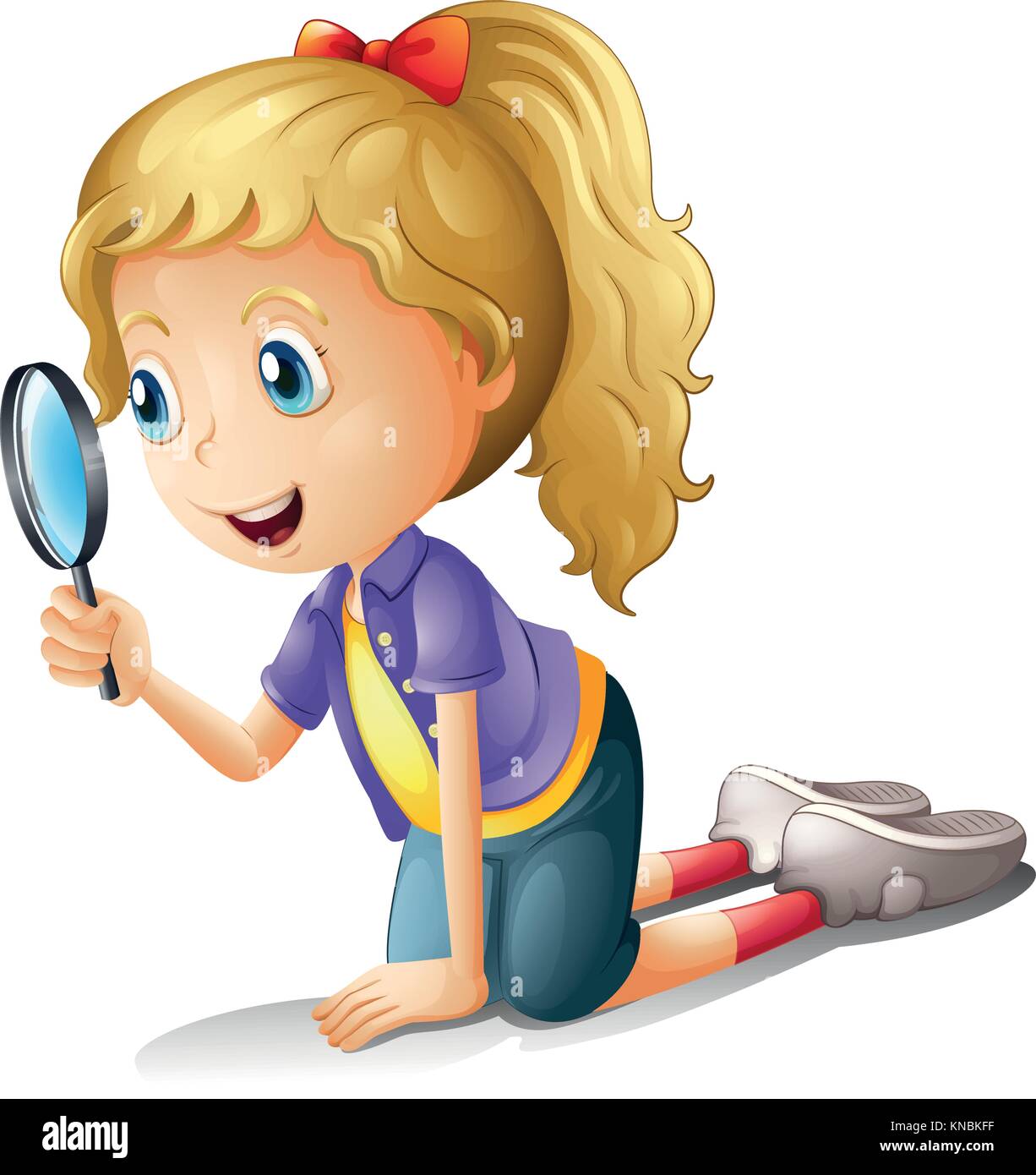 Kids Using Magnifying Glass Clip Art