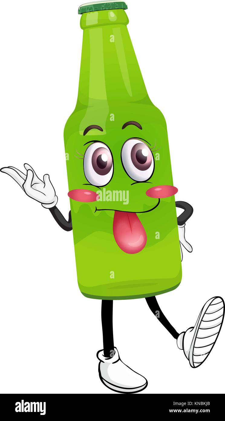 illustration of a bottle with a face on a white background Stock Vector ...