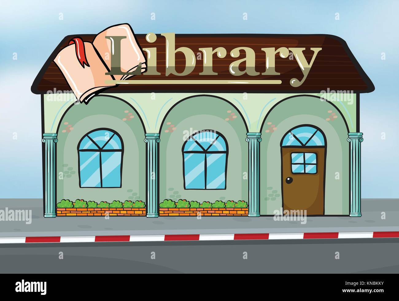 Illustration of a library near the street Stock Vector Image & Art - Alamy