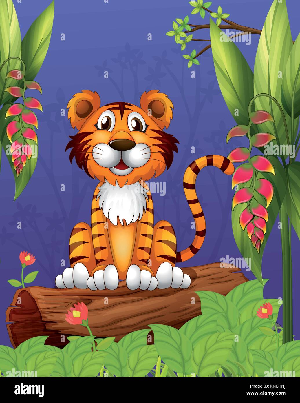 Illustration of a tiger sitting in a wood Stock Vector Image & Art - Alamy