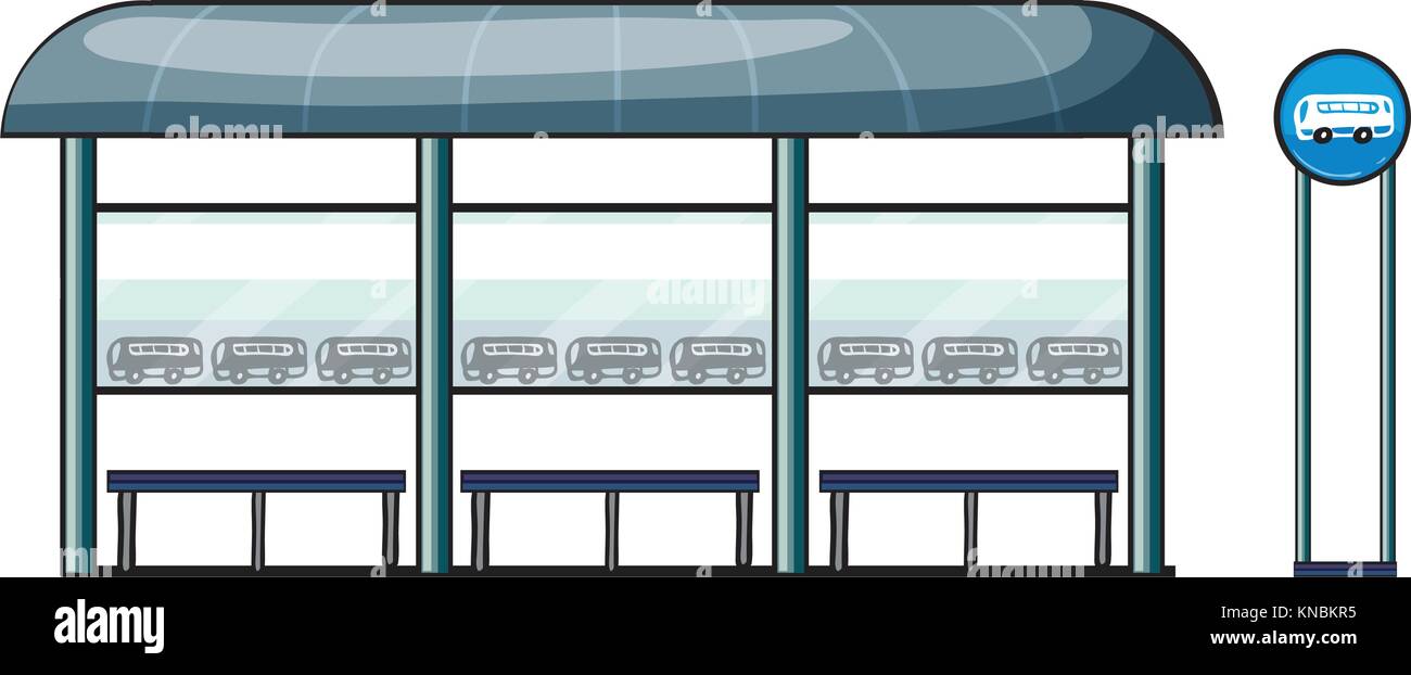 illustration of a bus stop on a white background Stock Vector Image ...