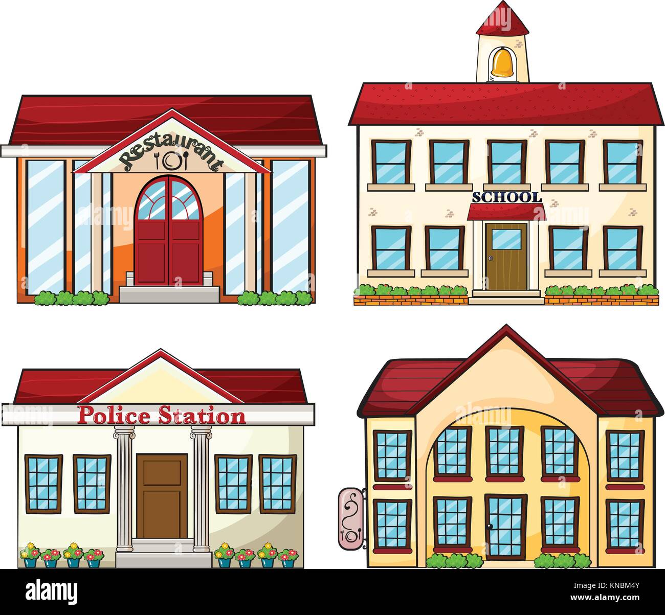 Illustration of the useful buildings on a white background Stock Vector ...