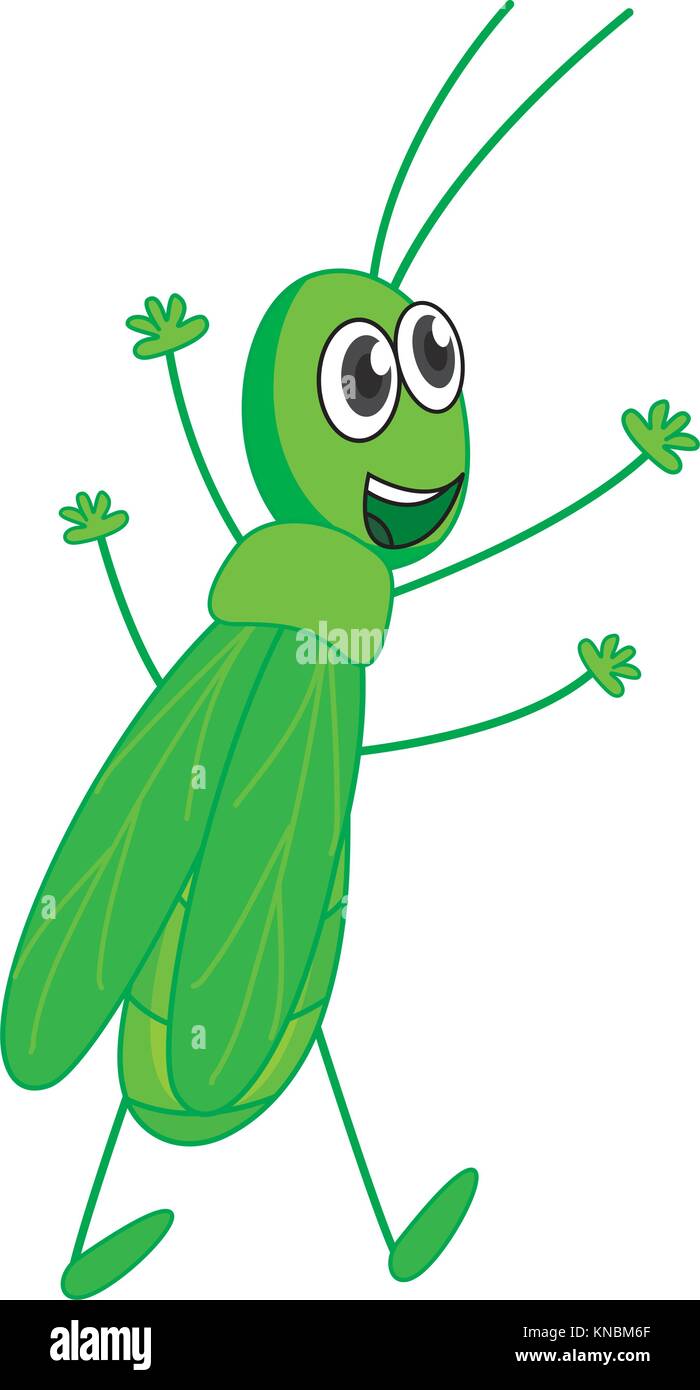 Illustration of a smiling grasshopper on a white background Stock ...