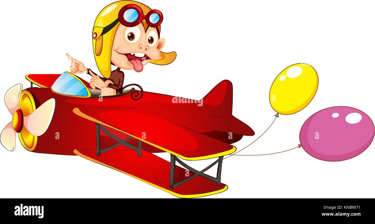 Illustration of a monkey in airplane on a white background Stock Vector ...