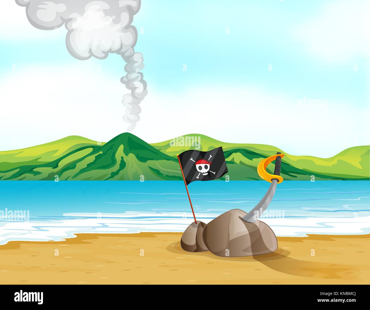 Volcano in the bay Stock Vector Images - Alamy