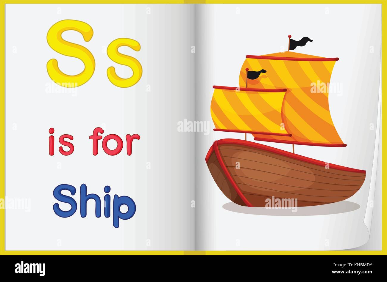 Illustration of a ship in a book on a white background Stock Vector ...