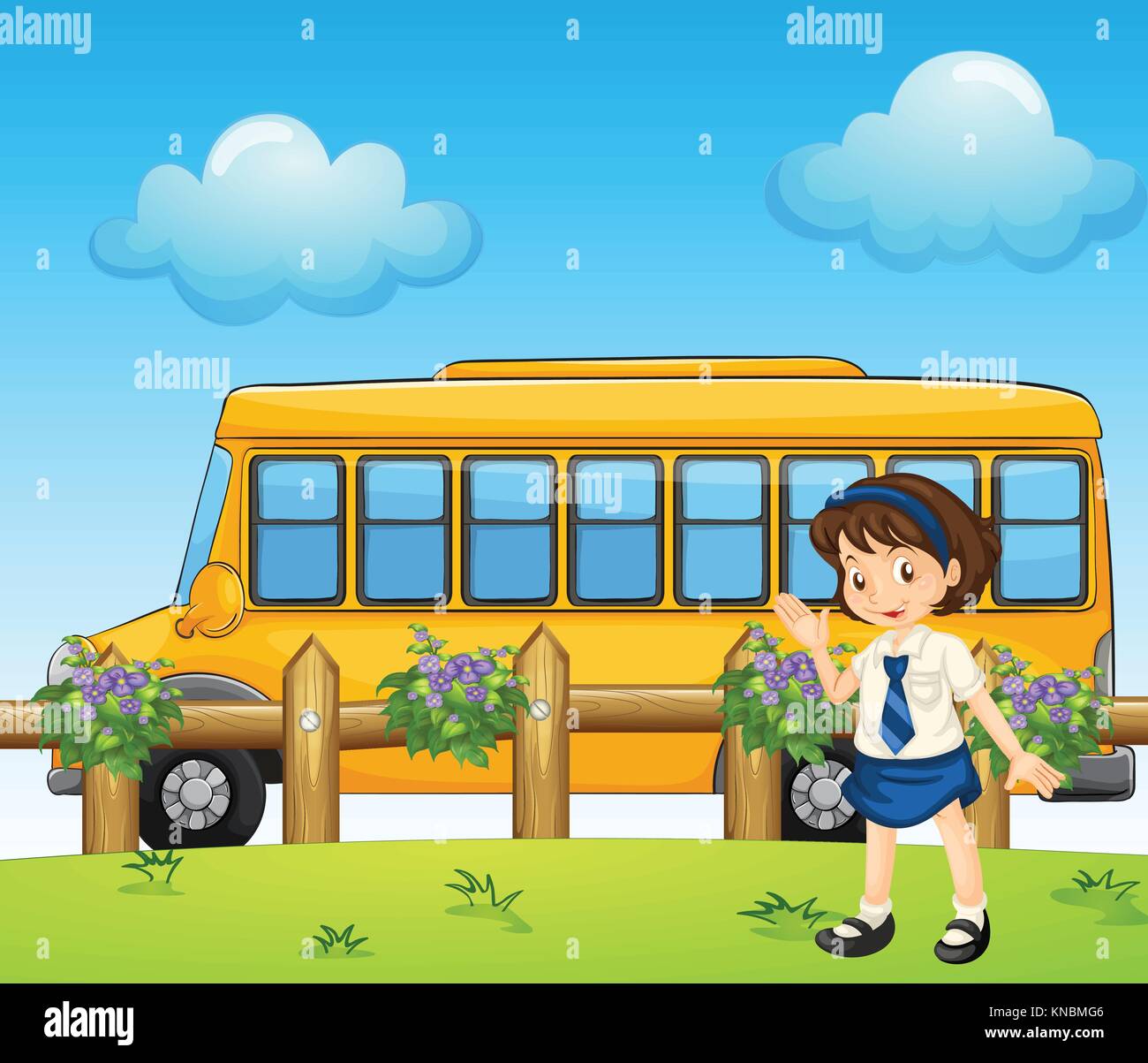 Illustration of a student and the school bus Stock Vector Image & Art ...