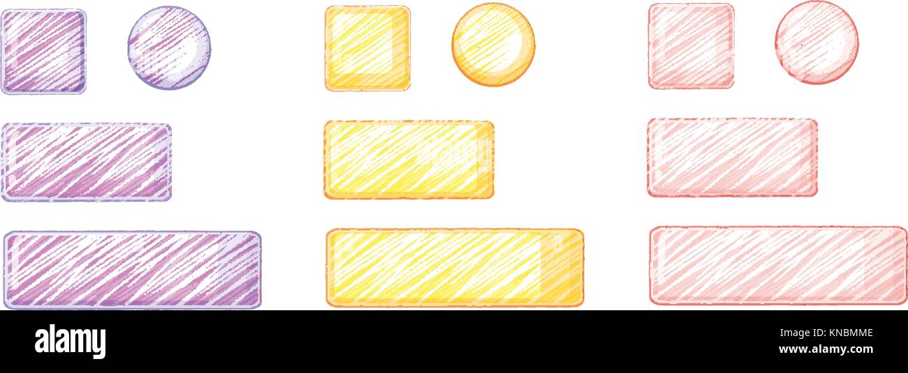 Illustration of violet, yellow and pink icons on a white background ...