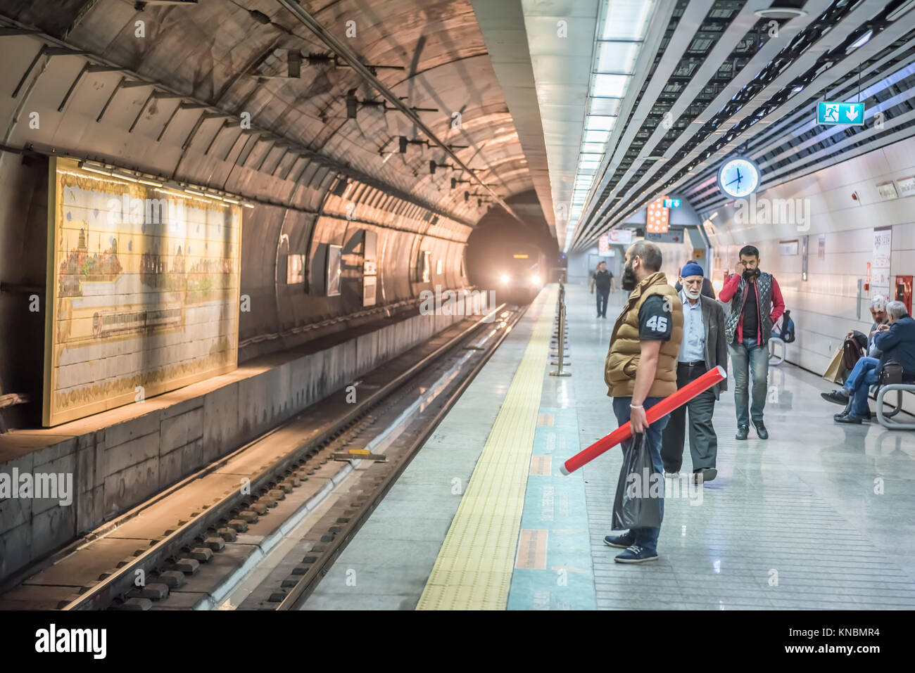 Unidentified wait for Marmaray train in Subway metro.Istanbul,Turkey,28 ...