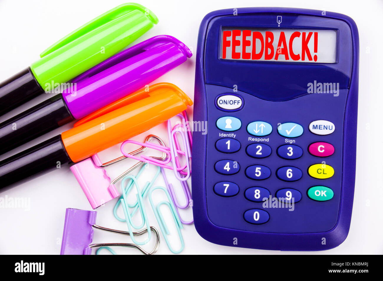 Writing word Feedback text in the office with surroundings marker, pen ...