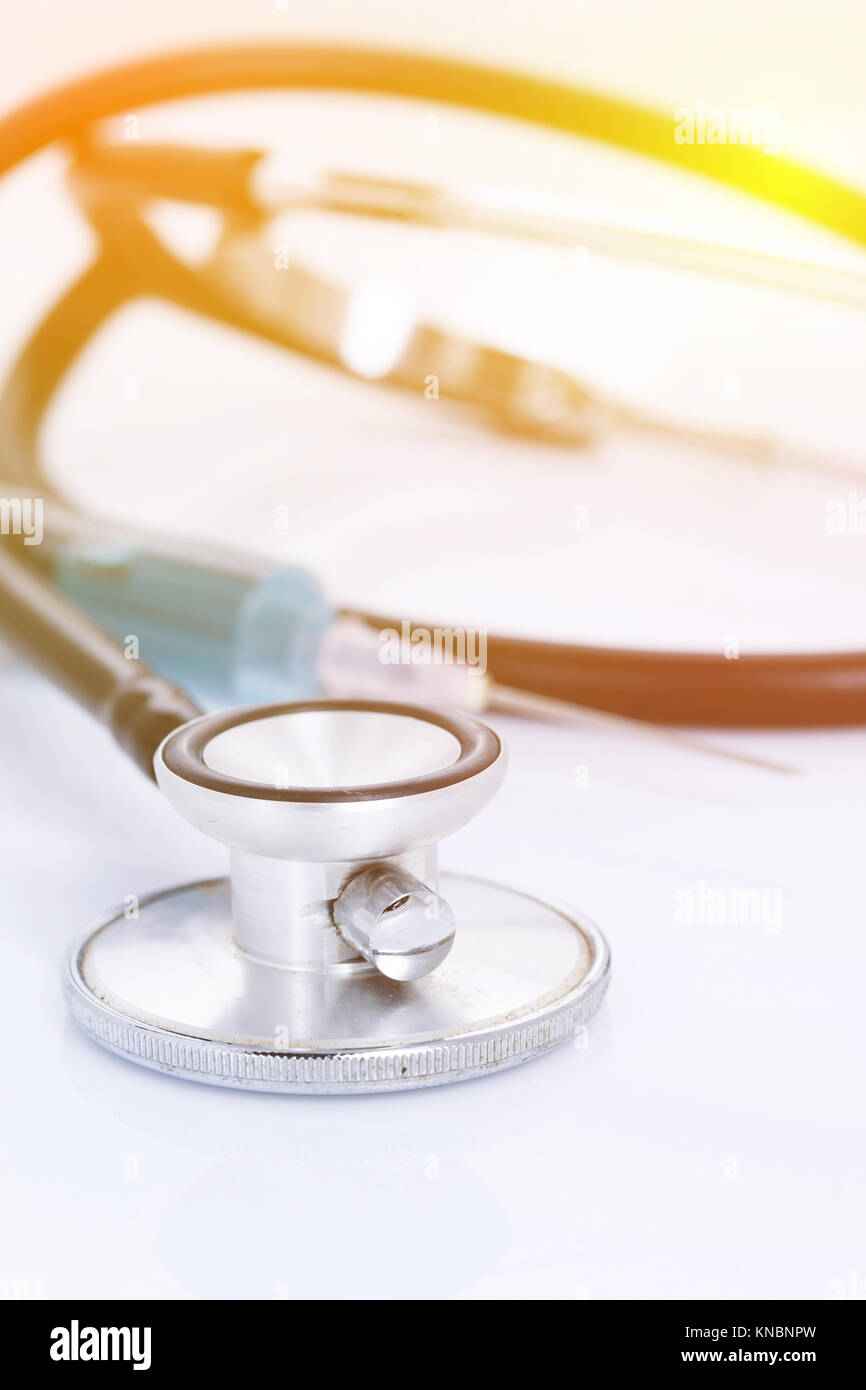 Stethoscope with syringe Stock Photo - Alamy