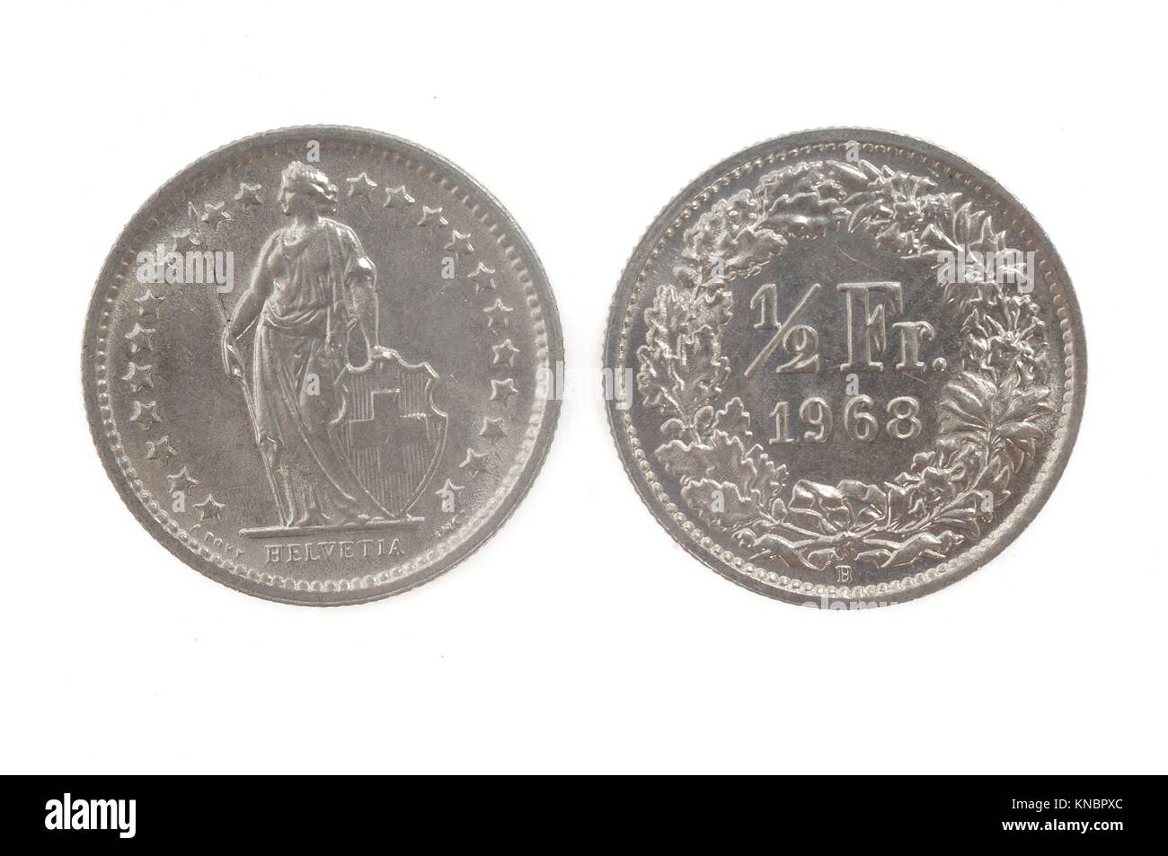 half Swiss Francs coin isolated on white 1968 Stock Photo - Alamy