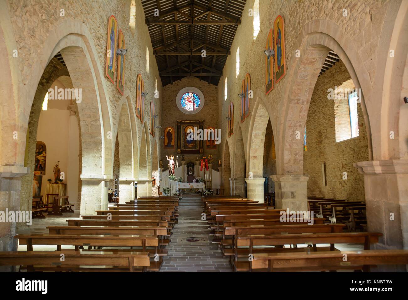 Interior of an ancient Romanesque church Stock Photo - Alamy