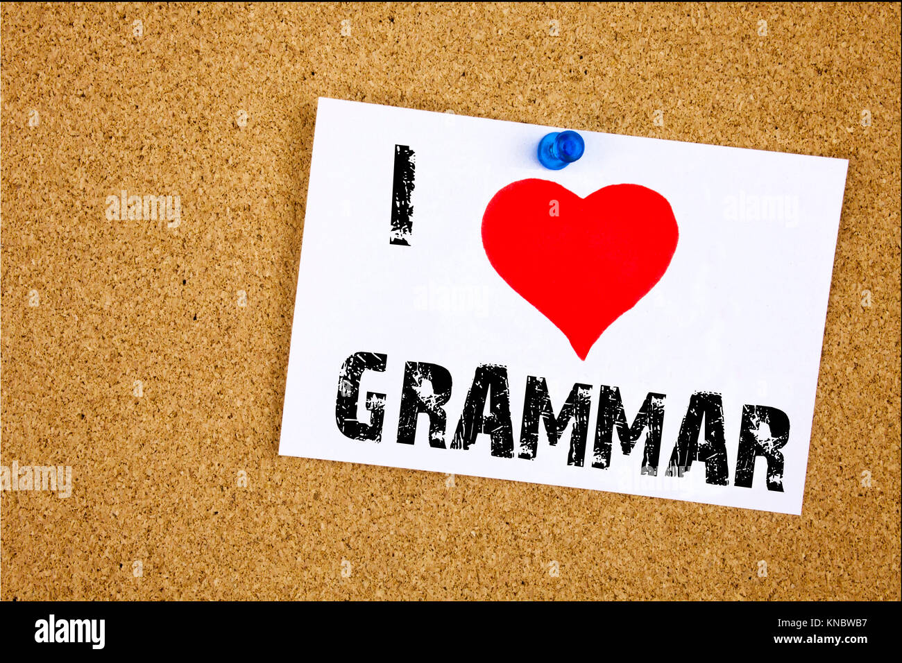 Hand writing text caption inspiration showing I Love Grammar concept ...