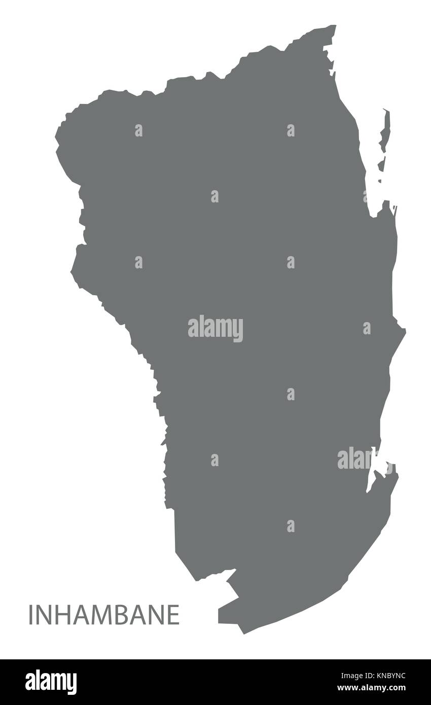 Inhambane map of Mozambique grey illustration silhouette shape Stock ...