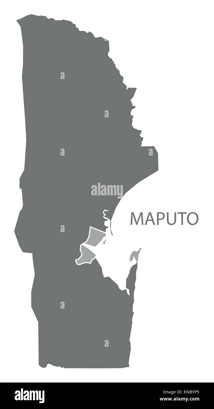 Maputo map of Mozambique grey illustration silhouette shape Stock ...