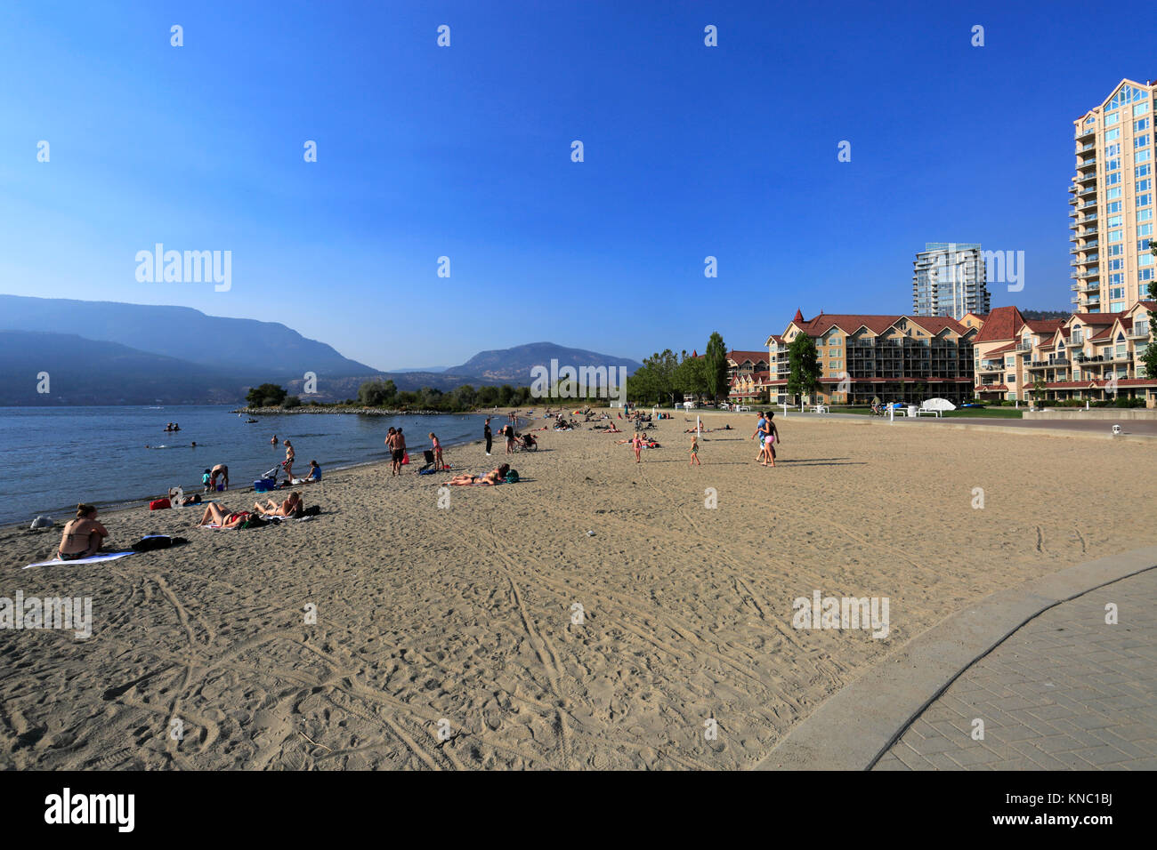 Summer, Tugboat Bay Beach, Waterfront park, Kelowna City, Okanagan Lake ...