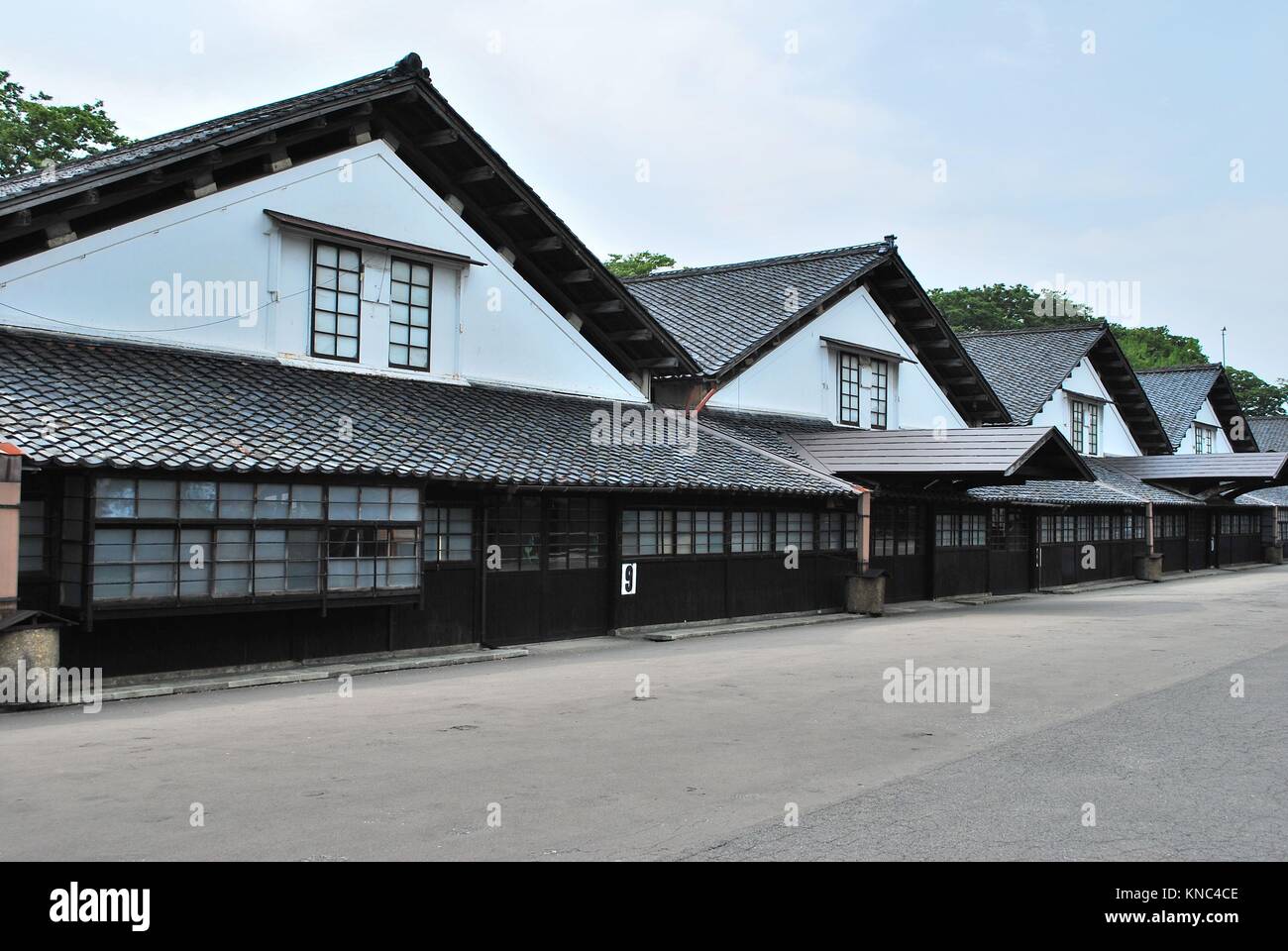 Old traditional Japanese warehouses used to store rice and dry goods ...