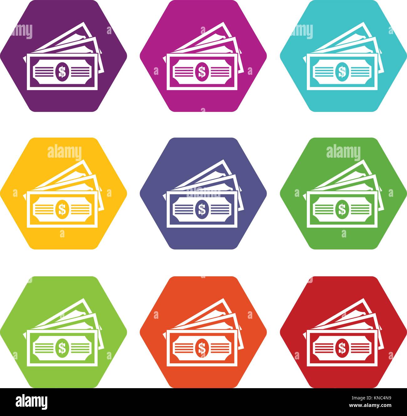 Three dollar bills icon set color hexahedron Stock Vector Image & Art ...