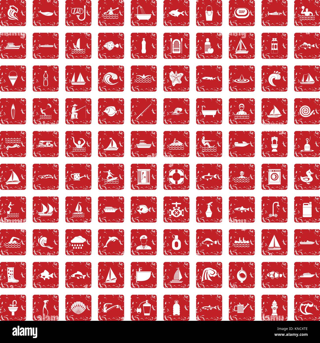 100 water icons set grunge red Stock Vector Image & Art - Alamy