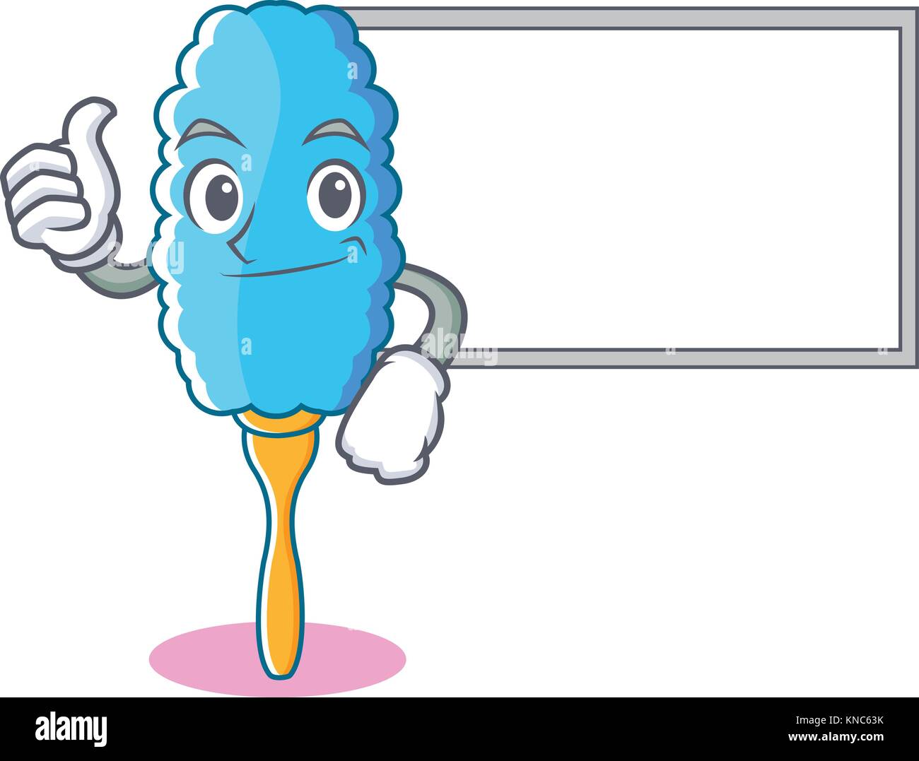 Thumbs up with board feather duster character cartoon Stock Vector ...