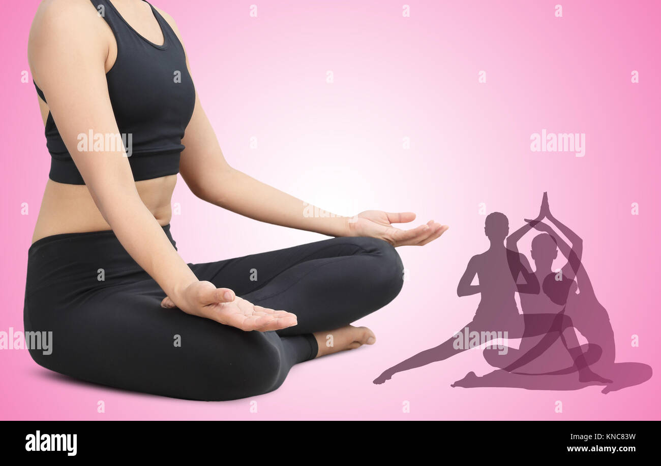 Close-up of of young woman meditating in yoga poses Stock Photo - Alamy