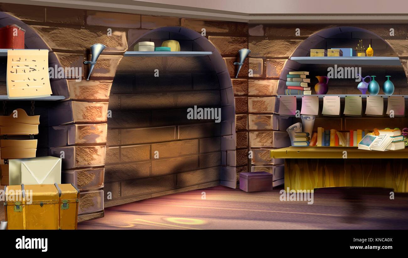 Illustration cartoon room interior scene hi-res stock photography and ...