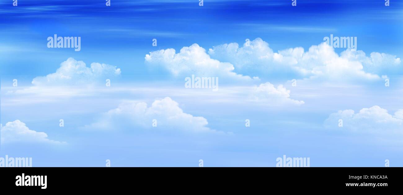 Clouds in a Blue Sky. Digital Painting, Illustration of a white stratus ...