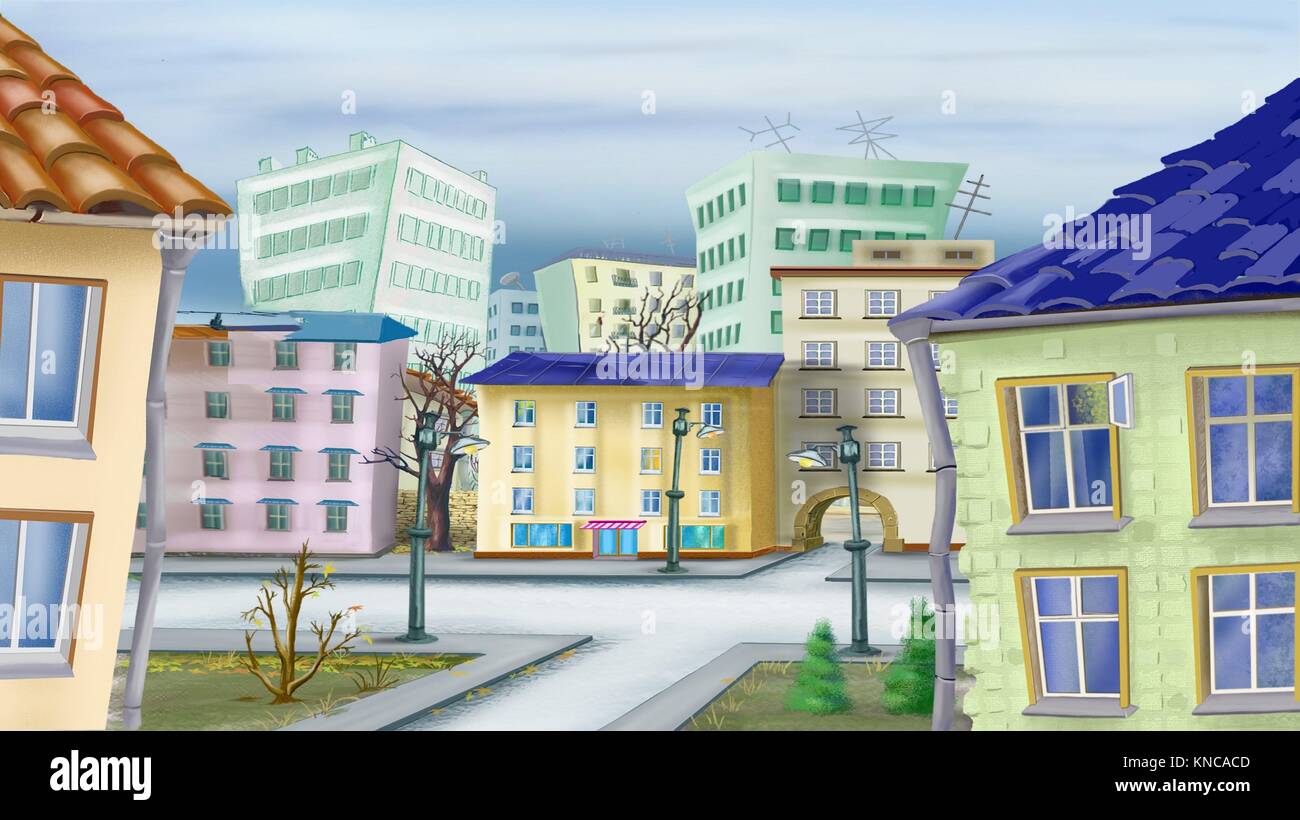 Cartoon street background hi-res stock photography and images - Alamy