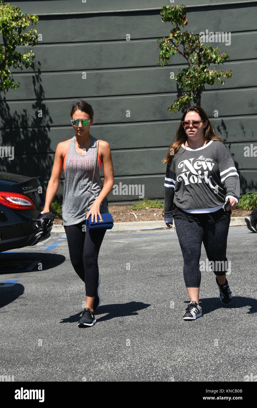 BRENTWOOD, CA - JULY 25: Actress Jessica Alba heads to spin class on ...