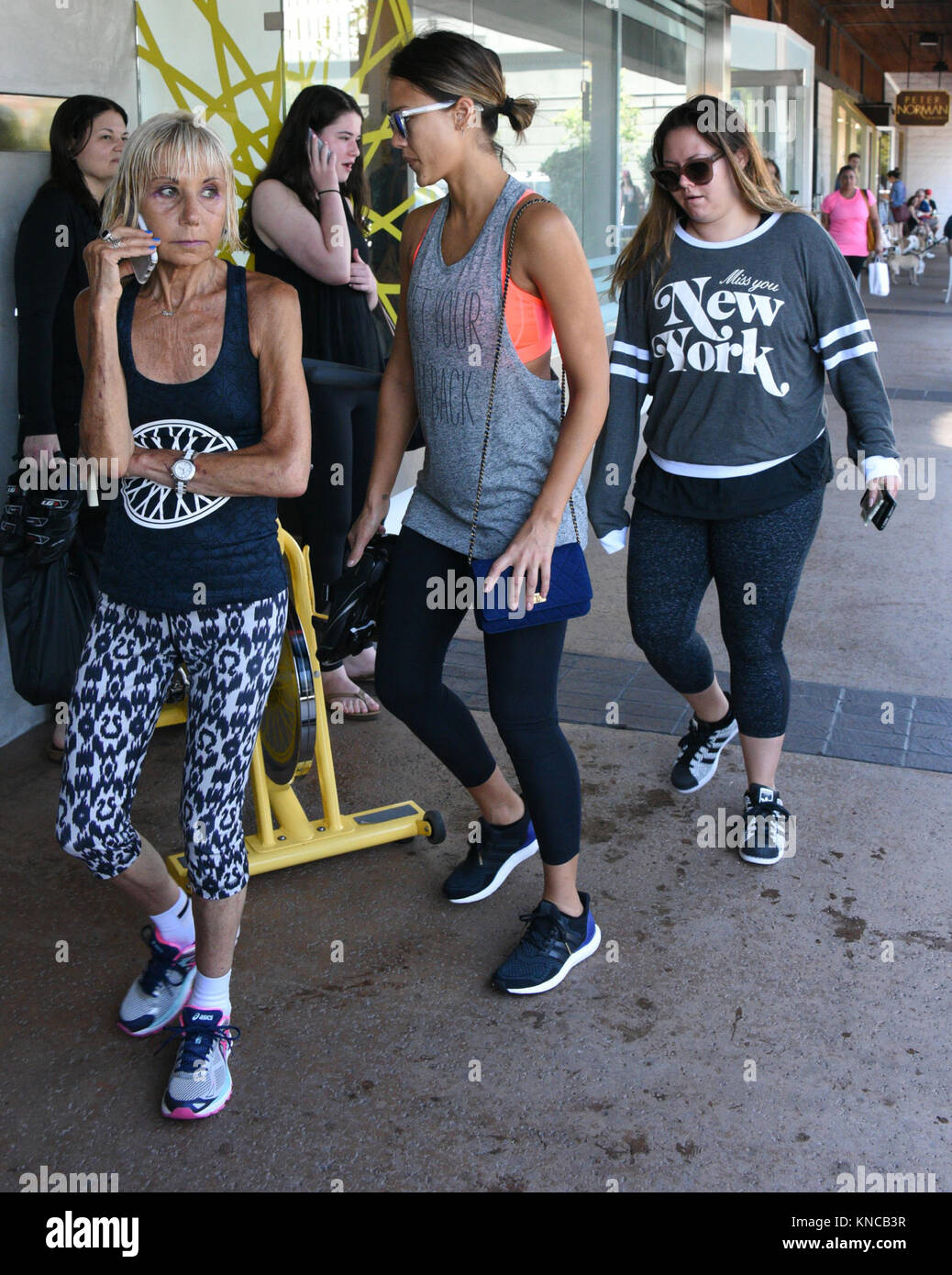 BRENTWOOD, CA - JULY 25: Actress Jessica Alba heads to spin class on ...