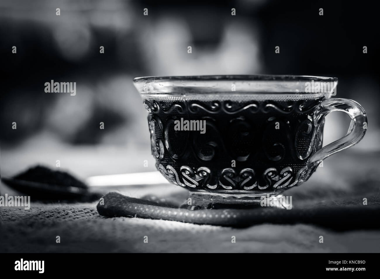 Black tea of Camellia sinensis,common tea in a transparent cup with tea ...