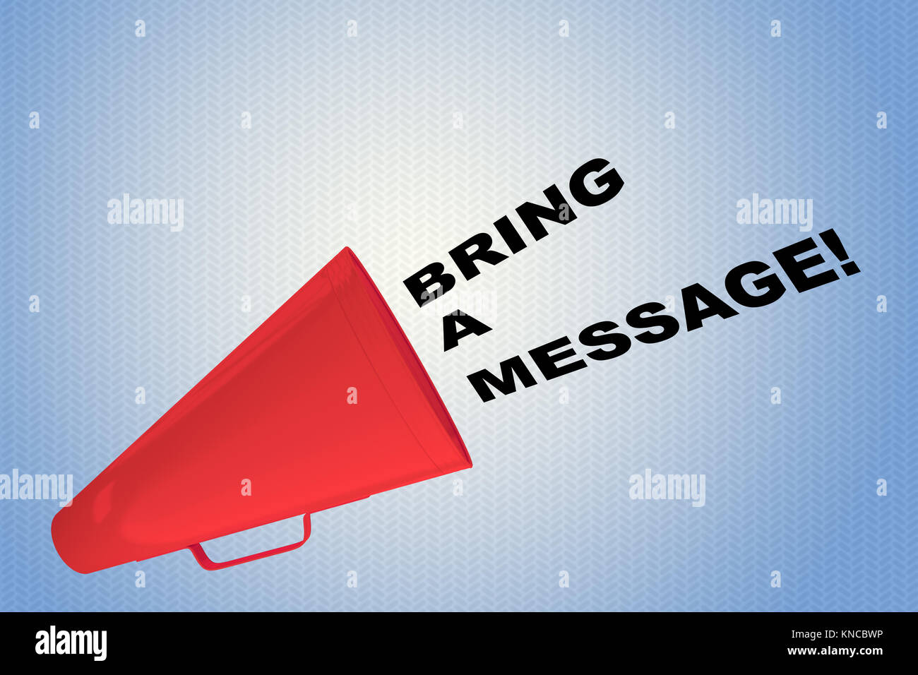 3D illustration of "BRING A MESSAGE!" title flowing from a loudspeaker ...
