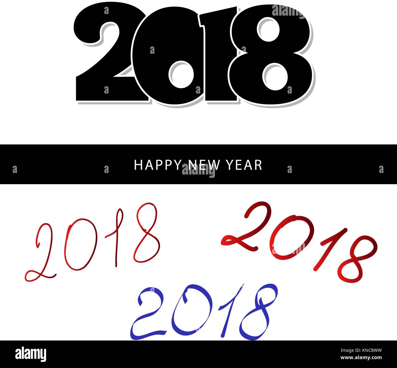 Happy new year 2018 Text. Black Design numbers Vector illustrati Stock ...