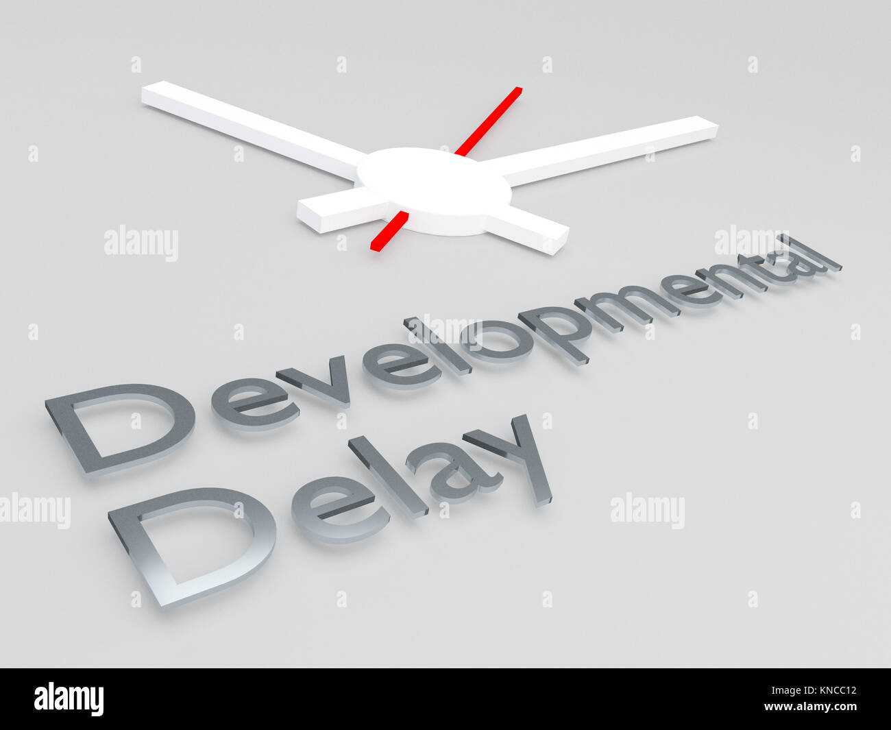 3D illustration of "Developmental Delay" title with a clock as a ...