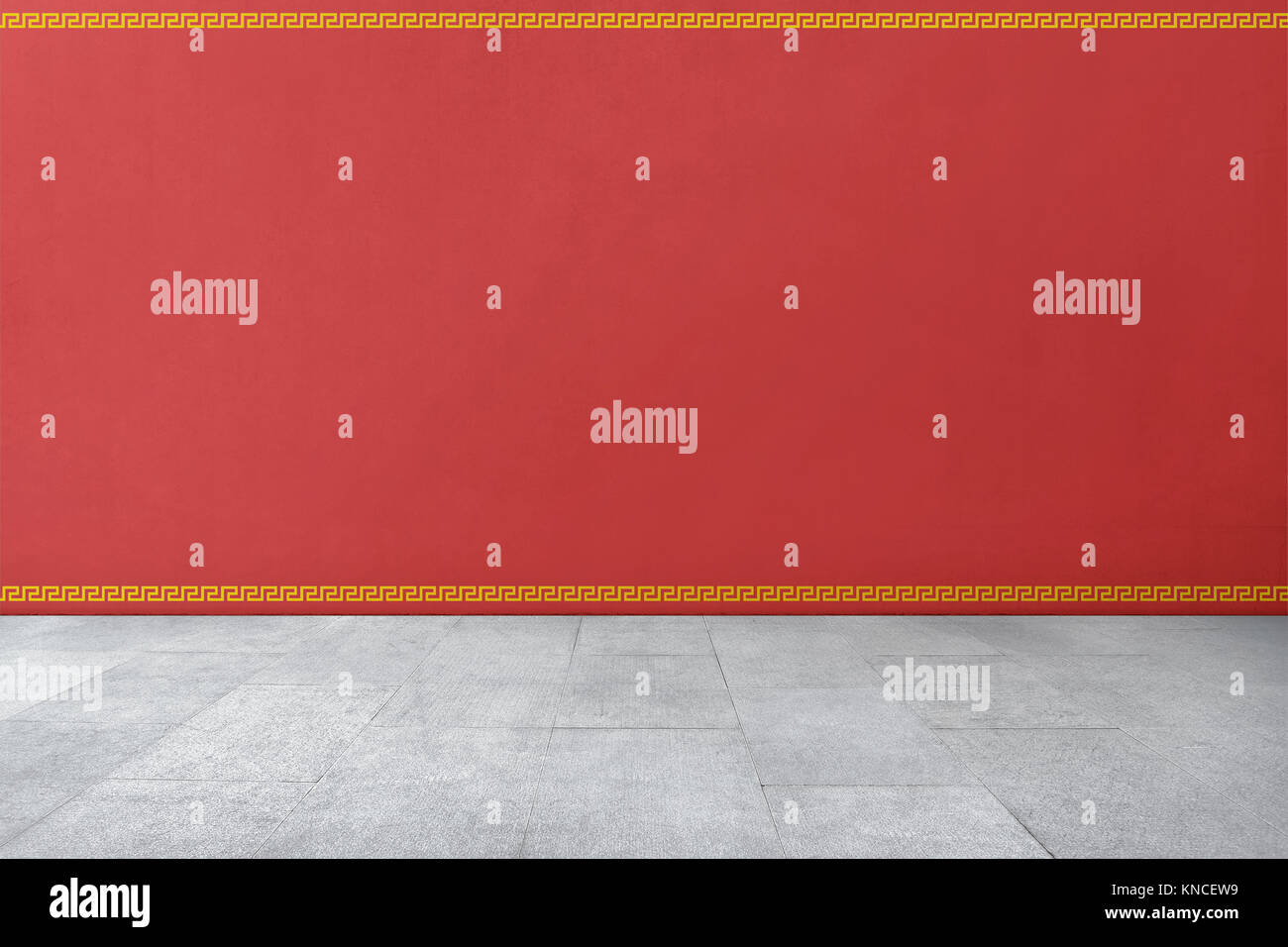 Chinese traditional style pattern on red wall with tiled floor Stock ...