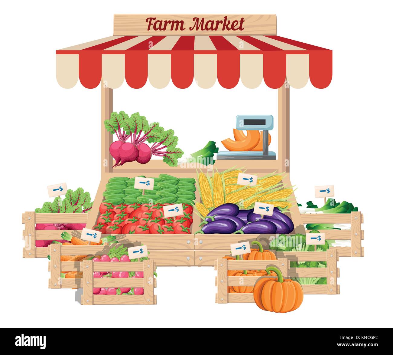 Fruit and vegetable stall Stock Vector Images - Alamy