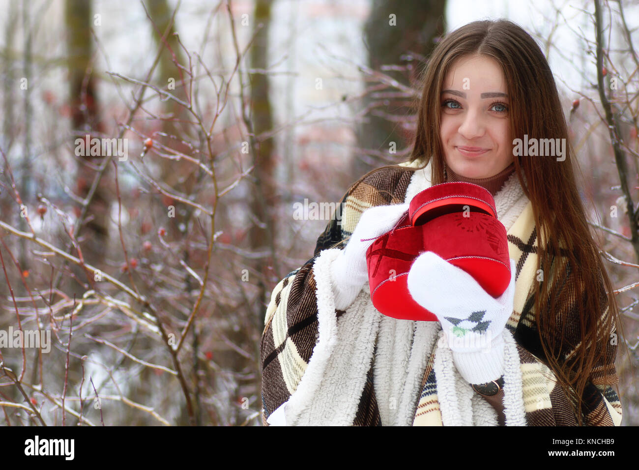 Young beautiful girl in winter snowy day Stock Photo - Alamy