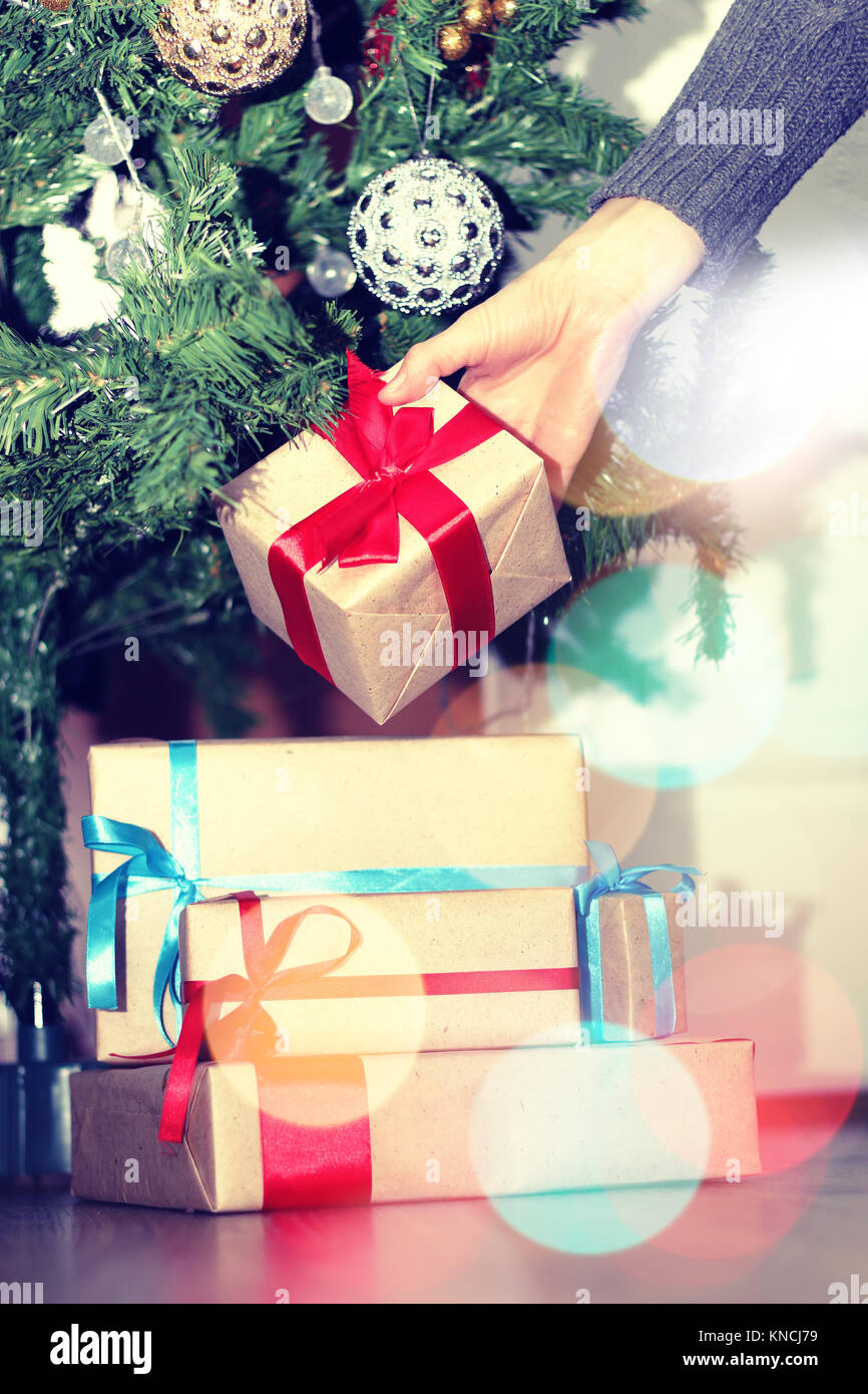 presents under the Christmas tree Stock Photo - Alamy