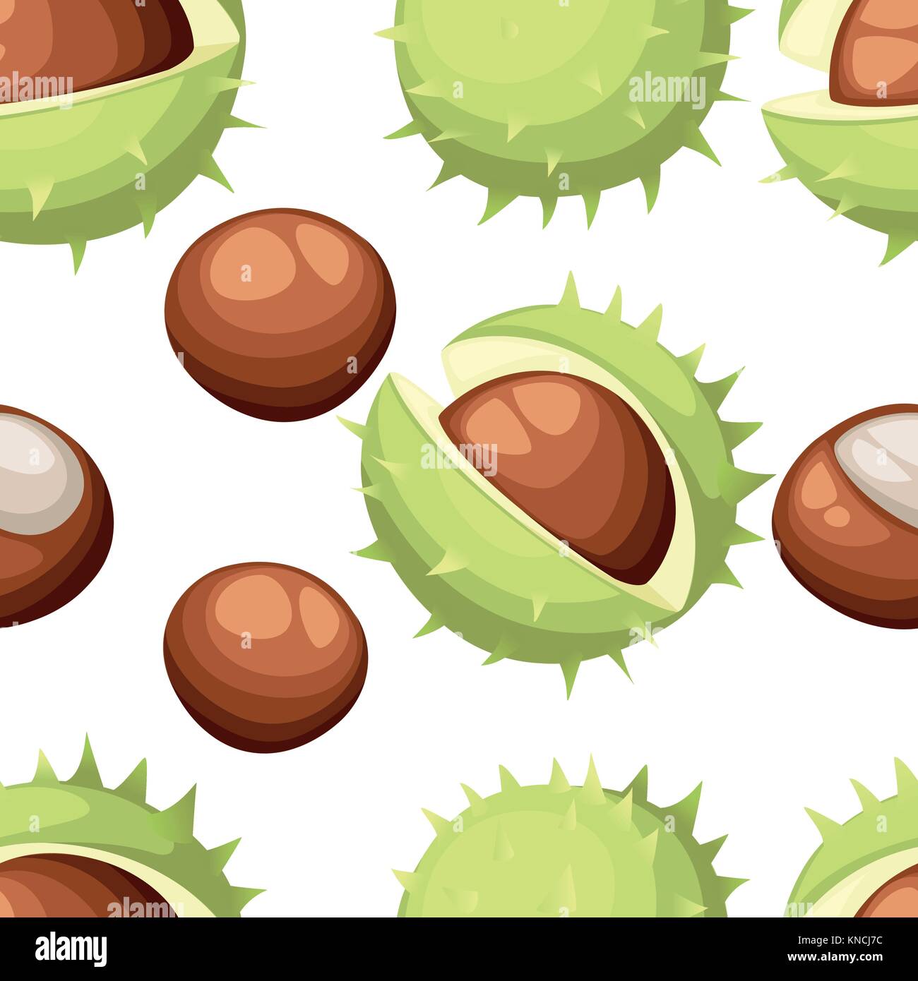 Seamless pattern chesnut peeled and whole horse chestnuts drawing of ...