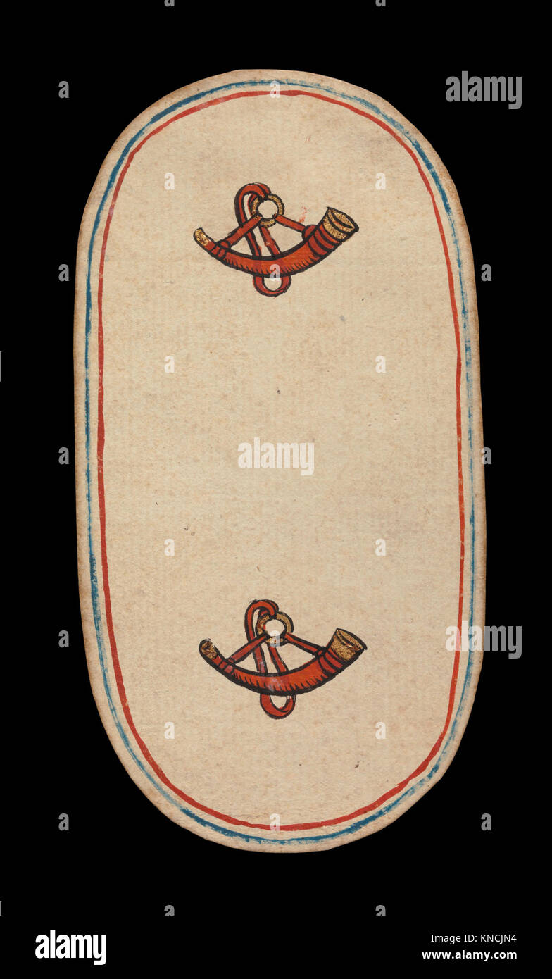 This image depicts two horns from the Cloisters Playing Cards series, a ...