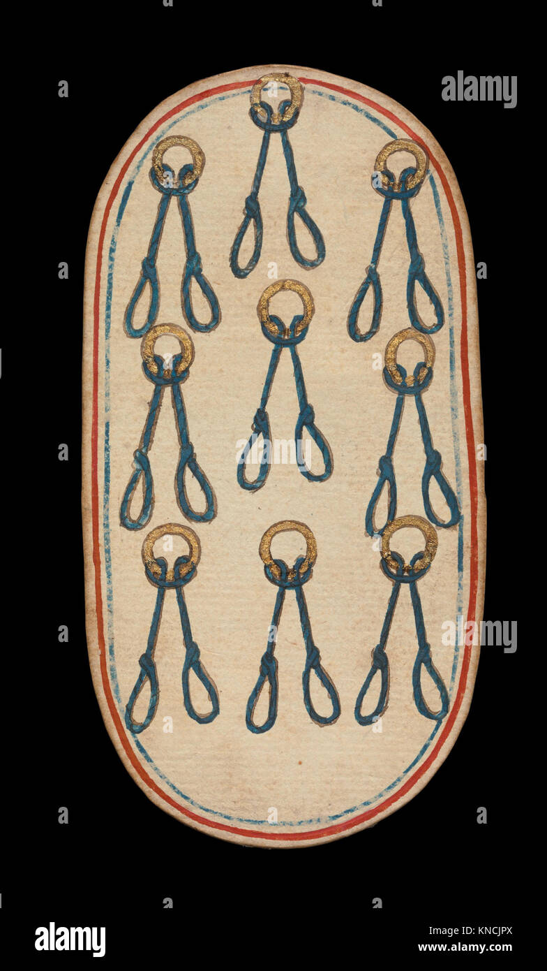 The '9 of Nooses' card from The Cloisters Playing Cards shows medieval ...