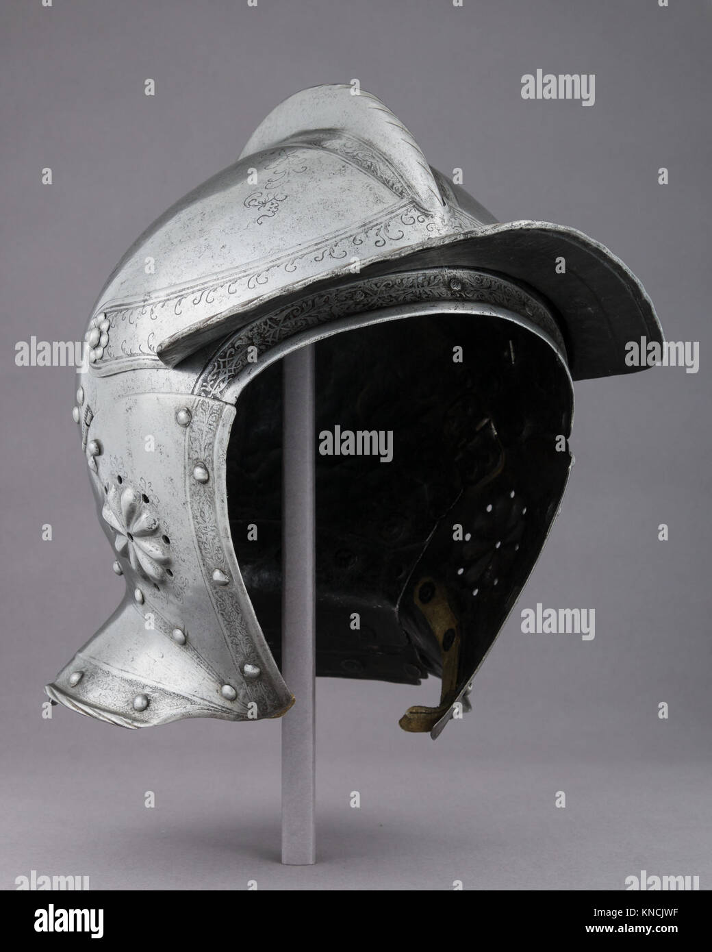 This burgonet, a type of helmet used in the 16th century, is part of ...